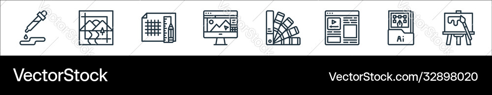 Graphic design line icons linear set quality line Vector Image