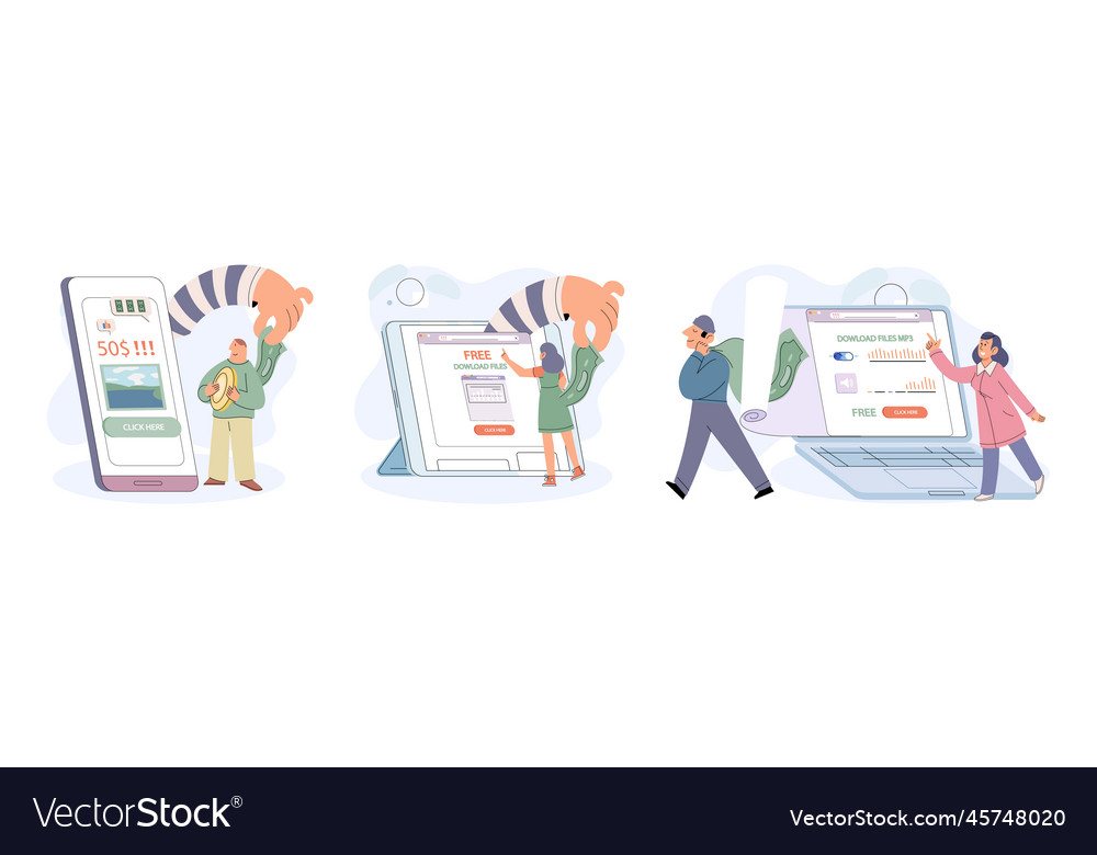 Hacker activity big set hacking computer Vector Image