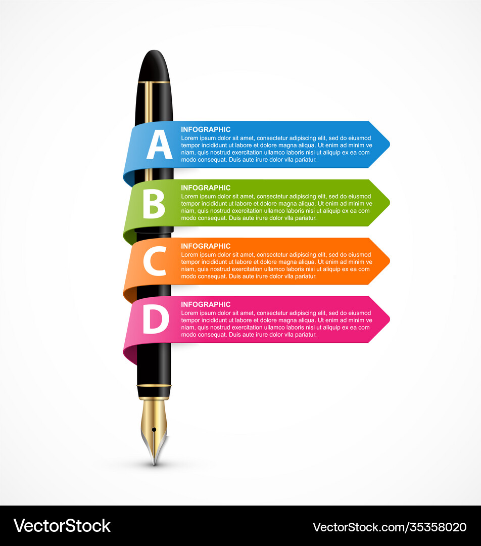 Infographic with ink pen infographics Royalty Free Vector