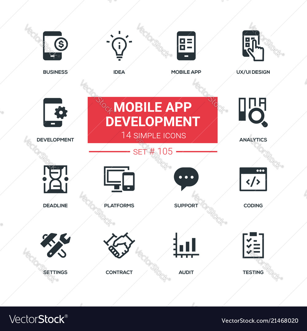 Mobile app development - flat design style icons Vector Image
