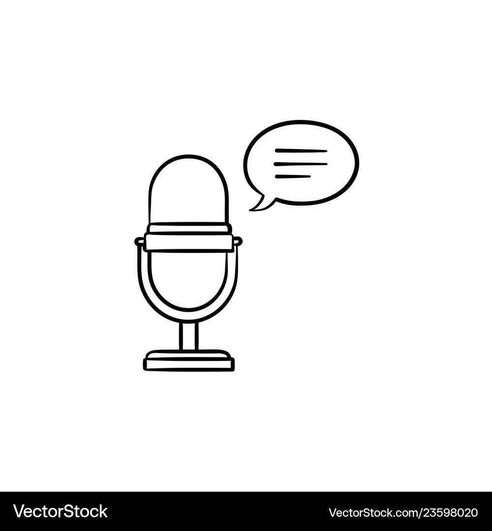 Radio microphone hand drawn outline doodle icon Vector Image