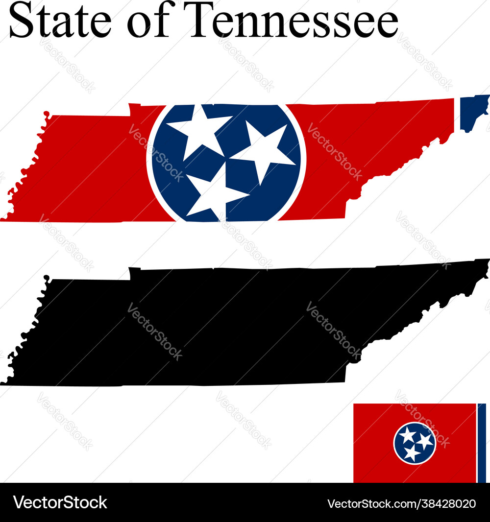 Set maps tennessee usa flag on map Royalty Free Vector Image