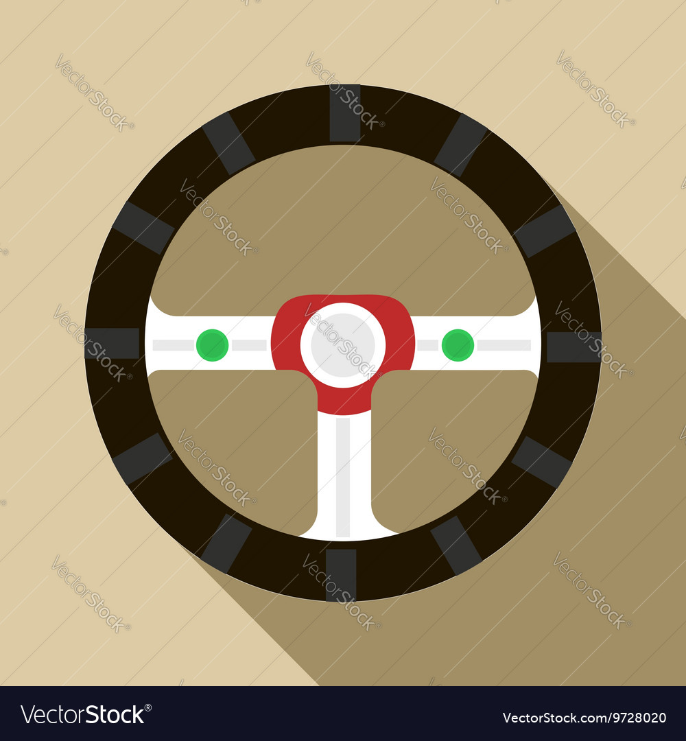 Steering wheel icon in flat style Royalty Free Vector Image