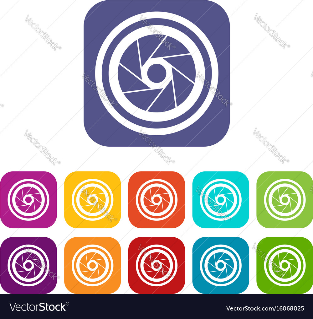 Big objective icons set Royalty Free Vector Image