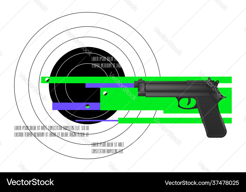 Black pistol short barreled small arms automatic Vector Image
