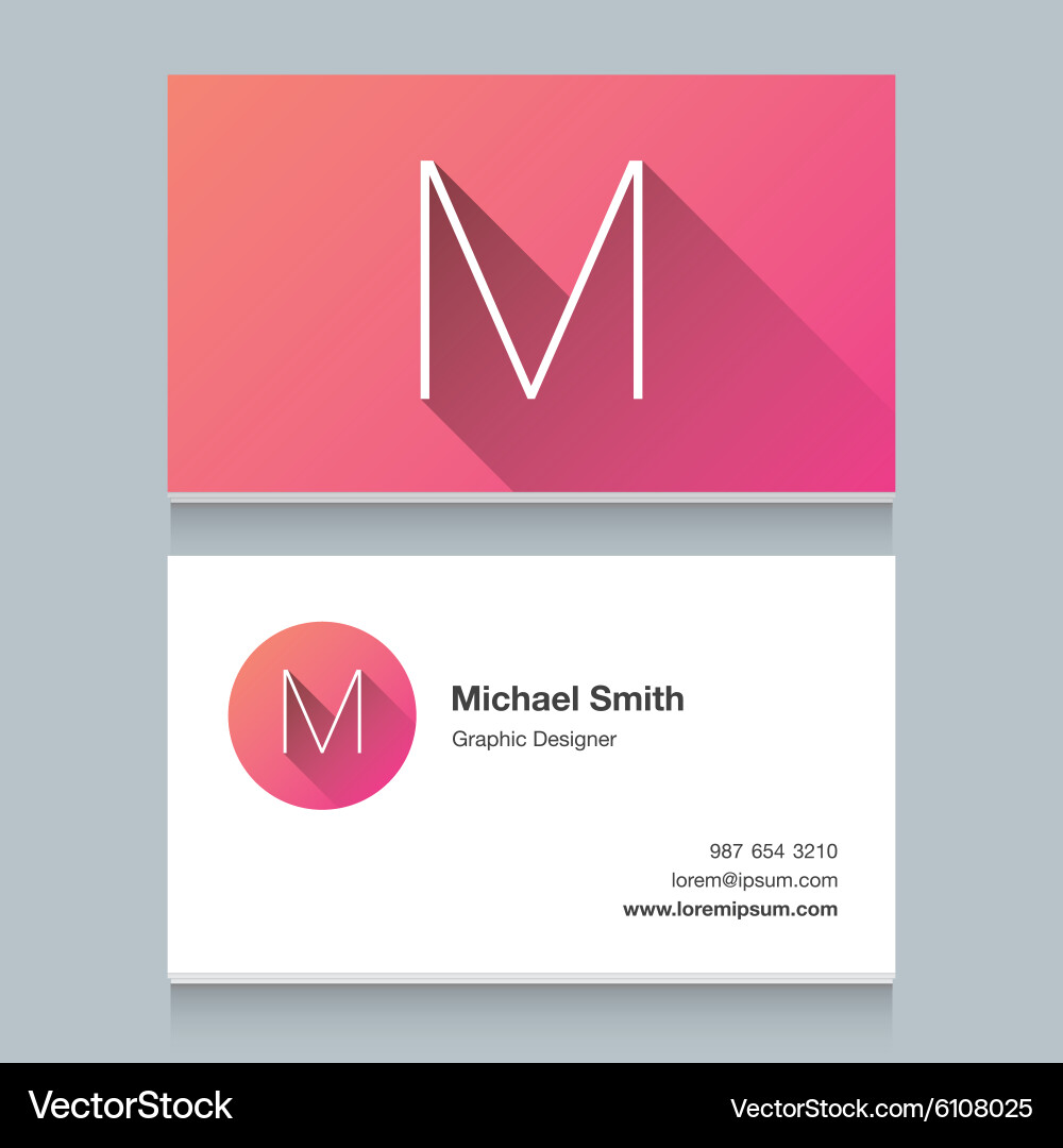 Business card letter m Royalty Free Vector Image