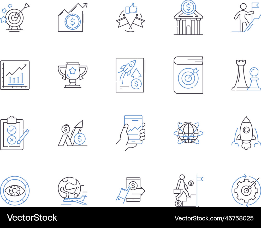 Business model outline icons collection model Vector Image