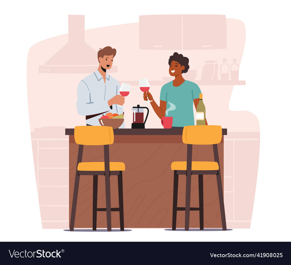 Couple Male And Female Characters Holding Vector Image