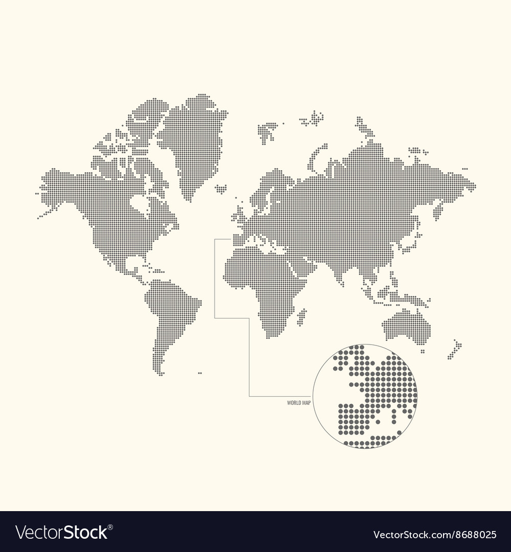 Dotted world map Royalty Free Vector Image - VectorStock