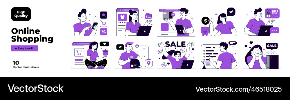 Flat modern design of online shopping bundle Vector Image