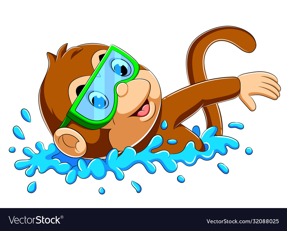 Funny monkey swimming Royalty Free Vector Image