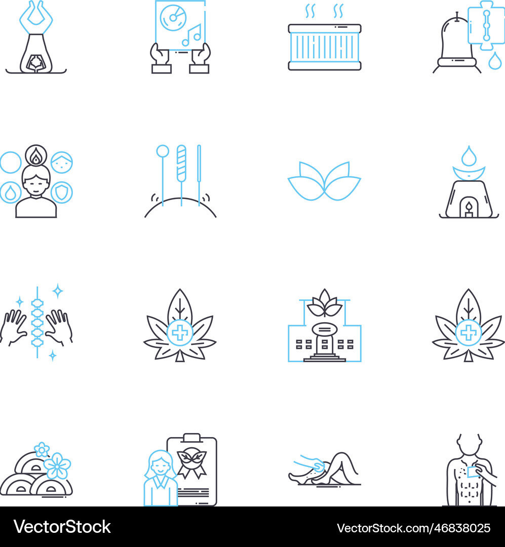 Integrative medicine linear icons set holistic Vector Image