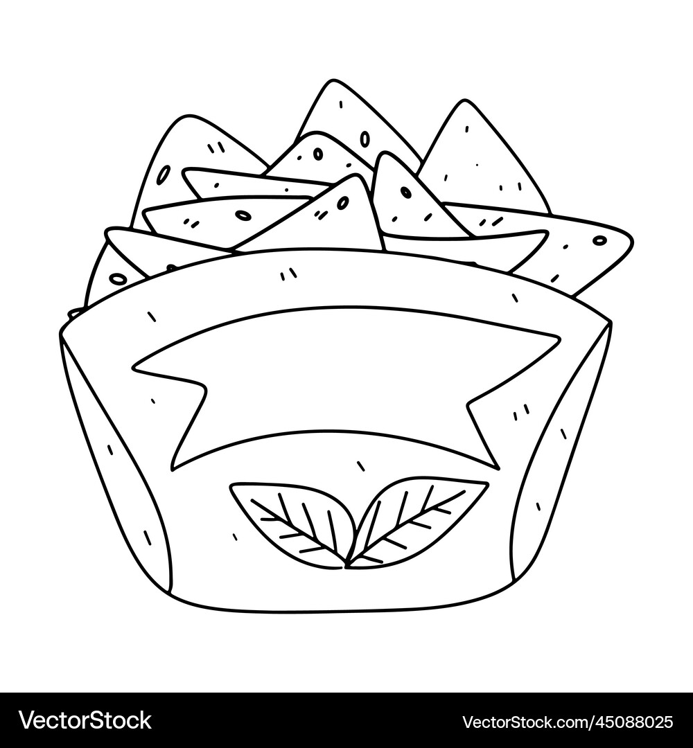 Nachos mexican corn chips with salsa doodle Vector Image
