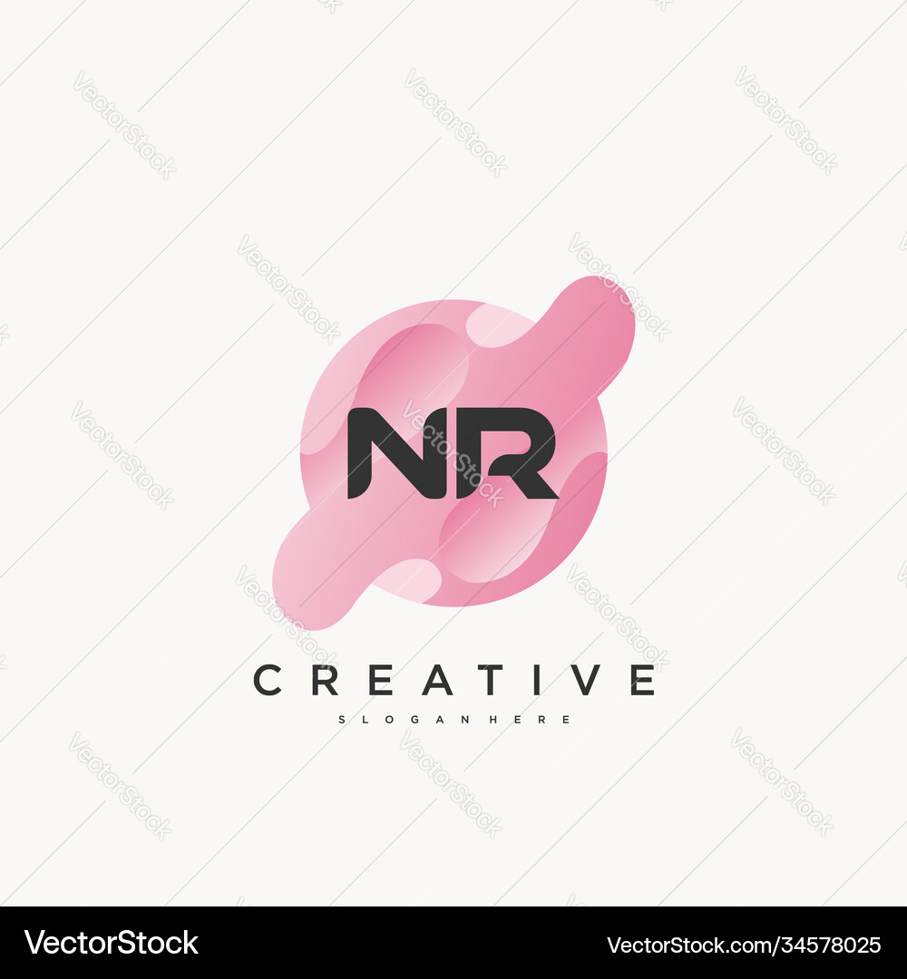 Nr initial letter colorful logo icon design Vector Image