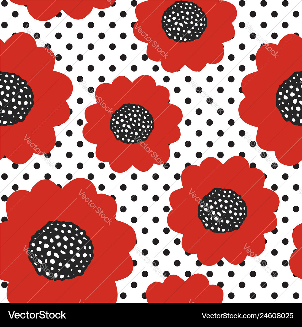 Seamless summer pattern with red poppy flowers Vector Image