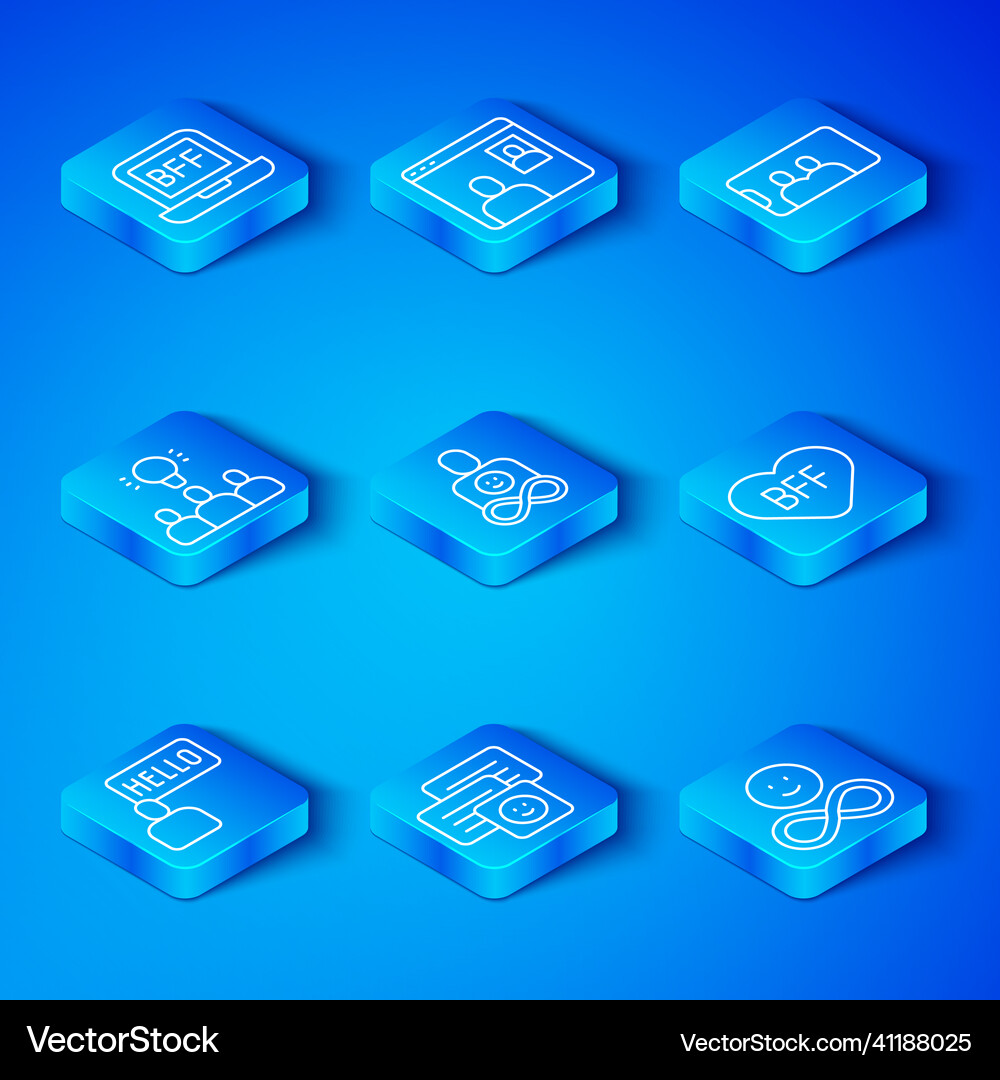 Set line acquaintance friends forever chat Vector Image