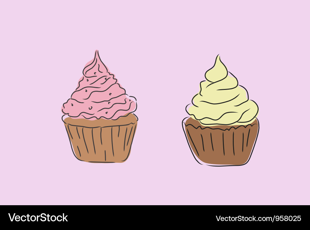 Two muffins Royalty Free Vector Image - VectorStock