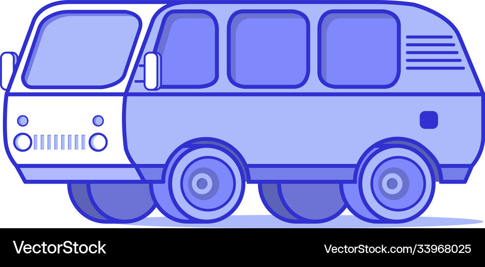 Van iconsmall busflat blue line art Royalty Free Vector