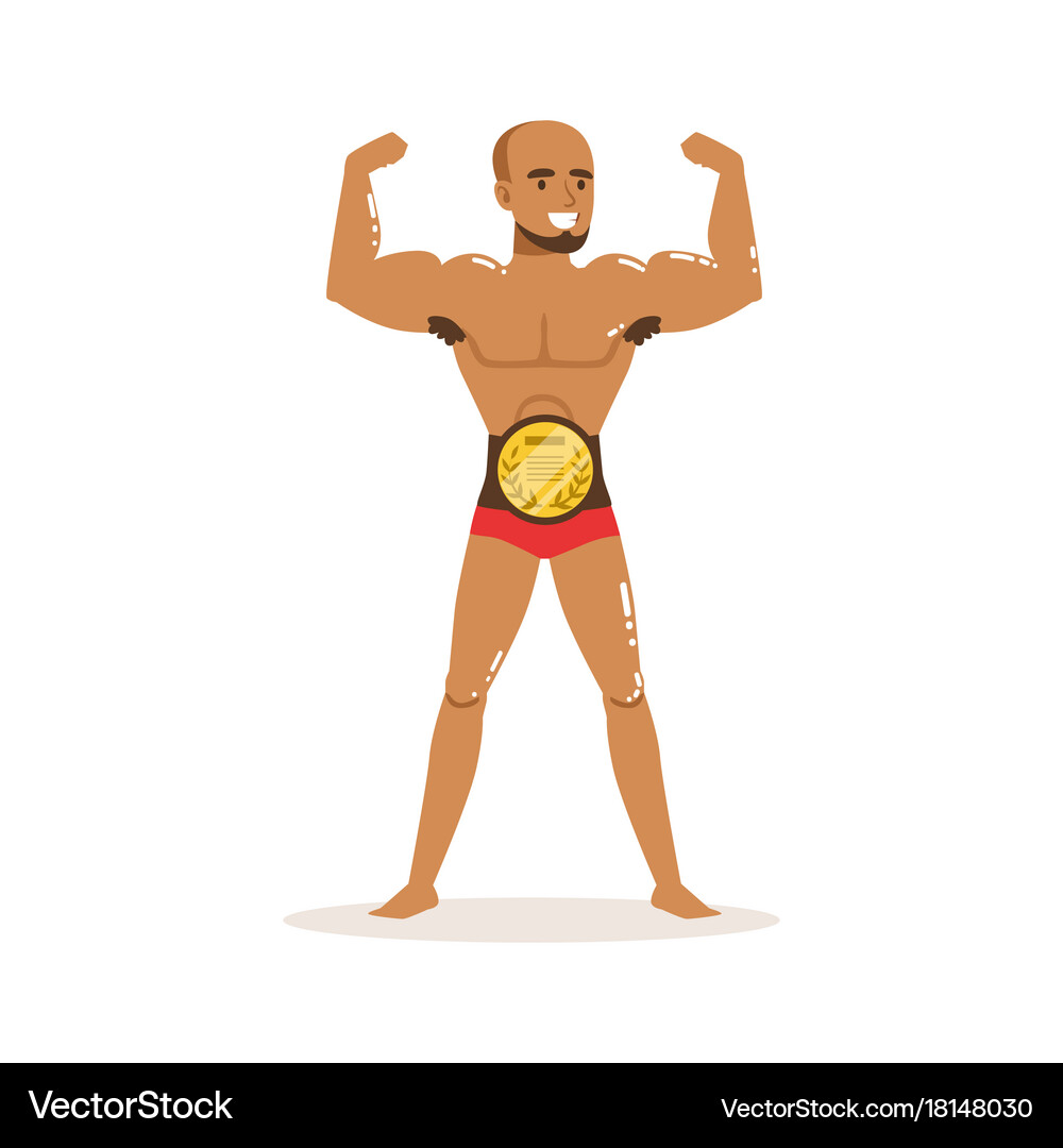 Cartoon muscularity wrestler posing Royalty Free Vector
