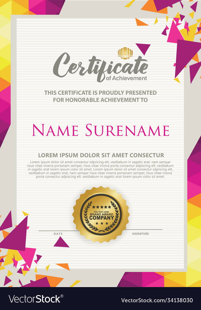 Certificate template with texture modern pattern Vector Image