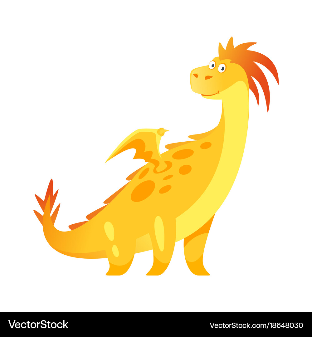 Cute yellow dragon Royalty Free Vector Image - VectorStock