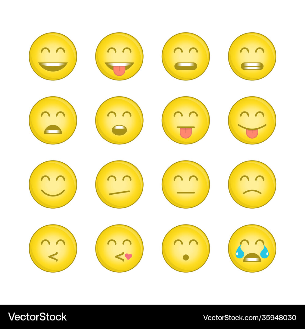 Emoticon smile icons set 7 Royalty Free Vector Image