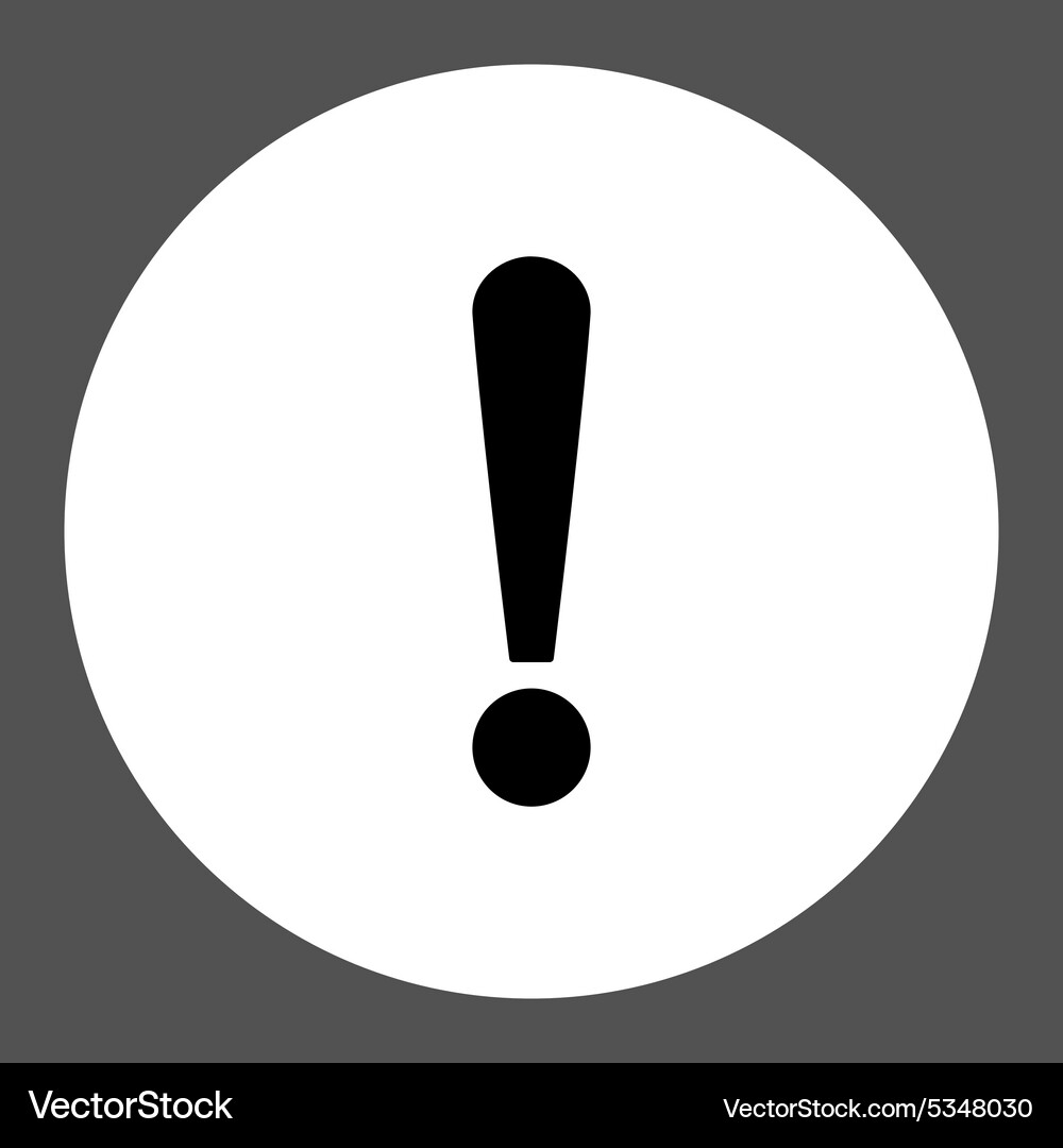 Exclamation sign flat black and white colors round