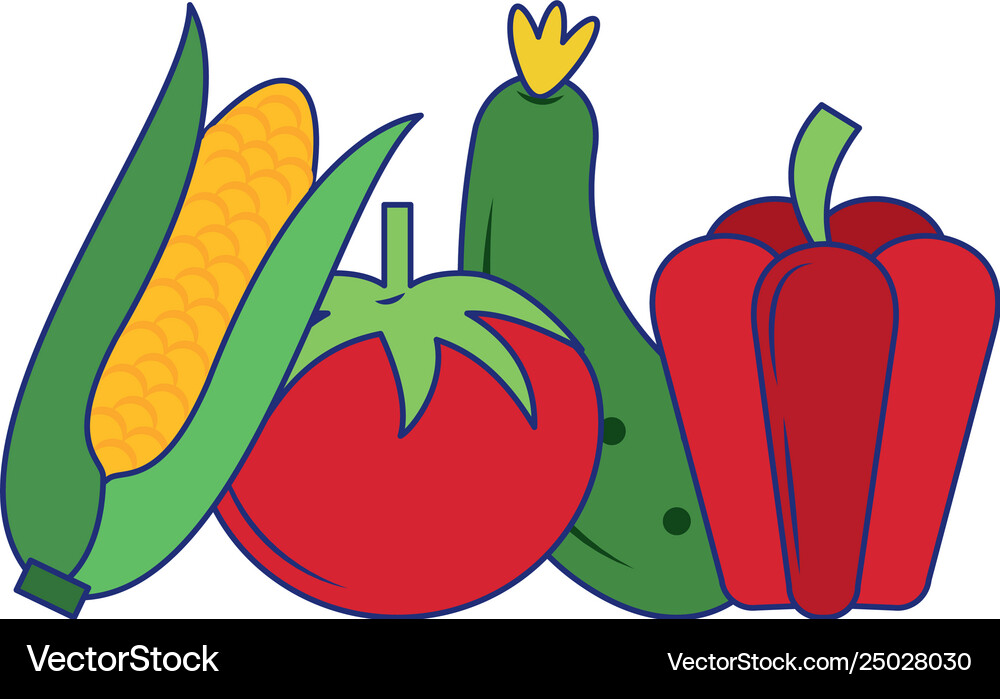 Fresh vegetables food blue lines Royalty Free Vector Image