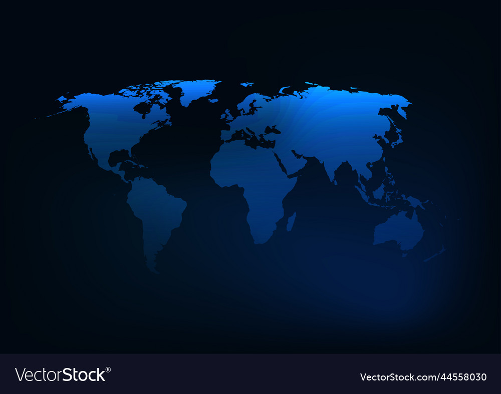 Futuristic glowing dark blue world map silhouette Vector Image