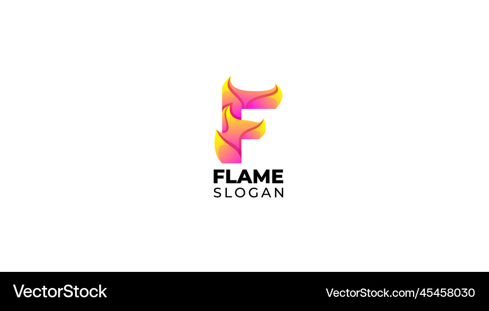 Gradient letter f flame logo design template Vector Image