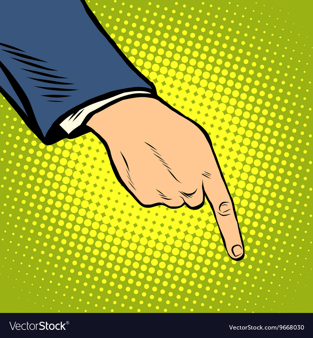 Hand points down Royalty Free Vector Image - VectorStock