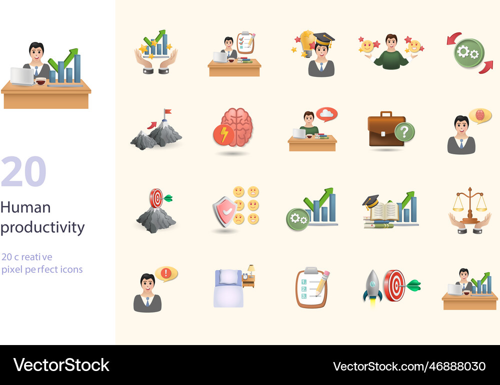Human productivity set creative icons inspiration Vector Image