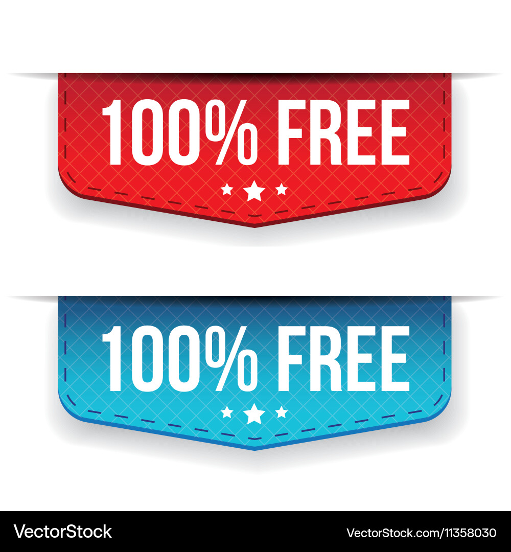 Hundred percent free ribbon set Royalty Free Vector Image