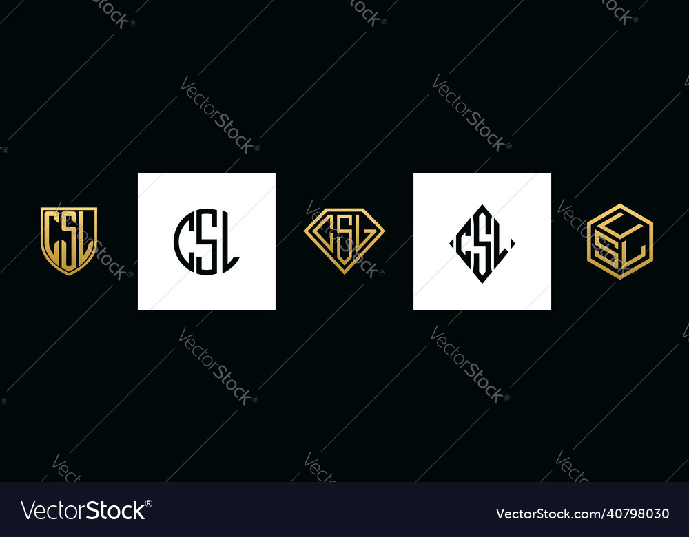 Initial letters csl logo designs bundle Royalty Free Vector