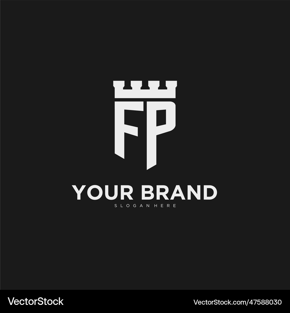 Initials fp logo monogram with shield Royalty Free Vector