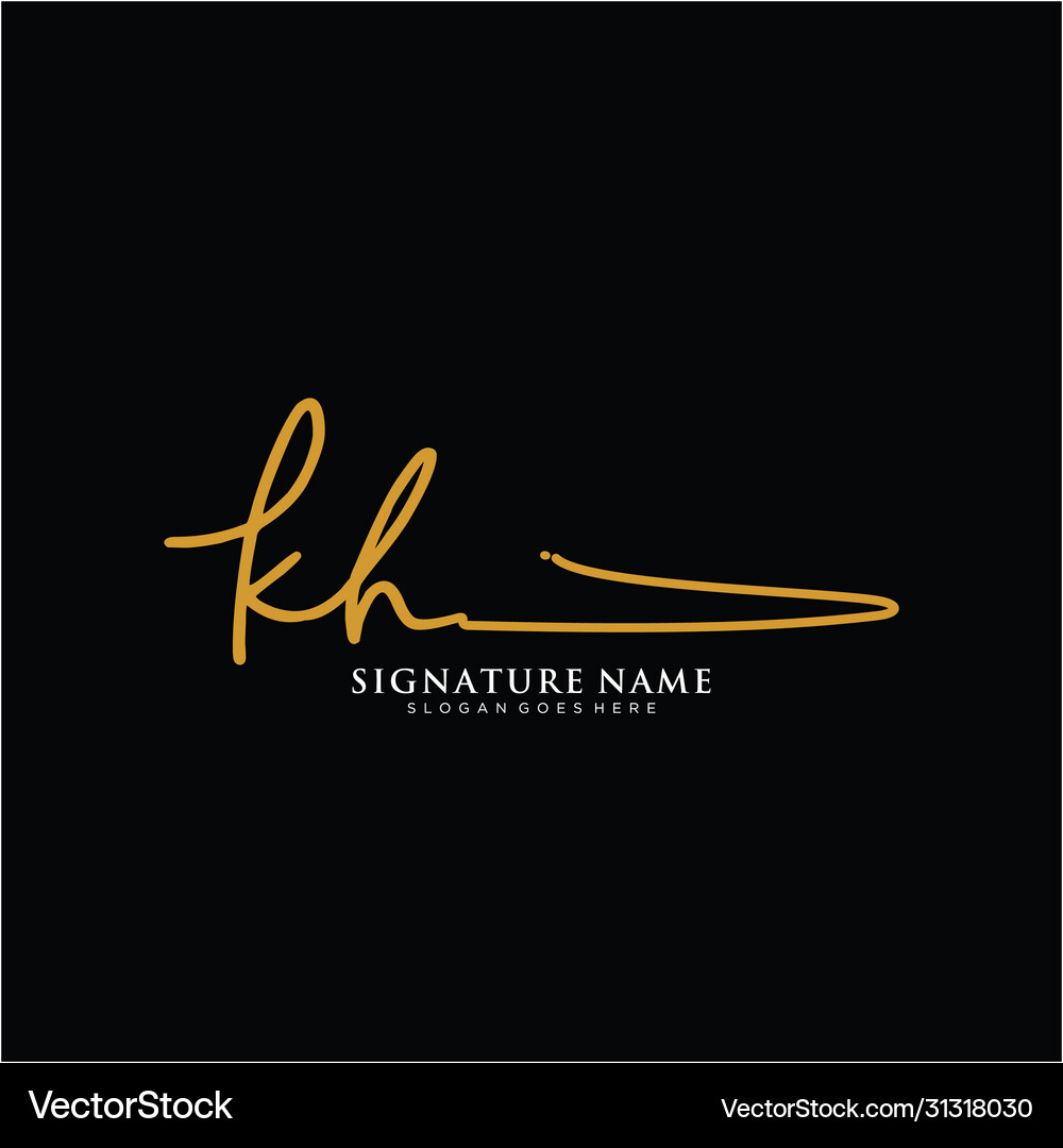 Letter kh signature logo template Royalty Free Vector Image