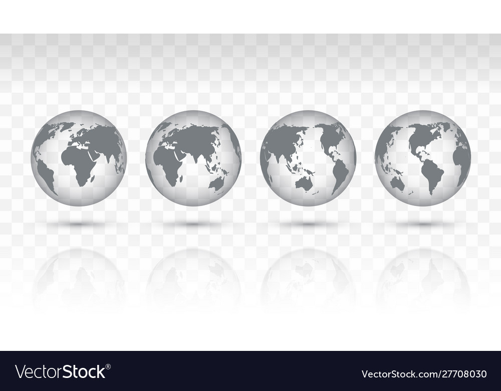 Set of transparent icon globes earth Royalty Free Vector