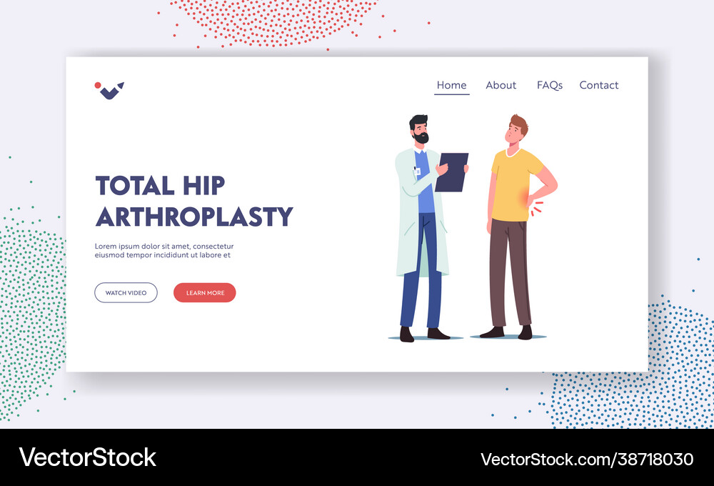 Total hip arthroplasty landing page template Vector Image