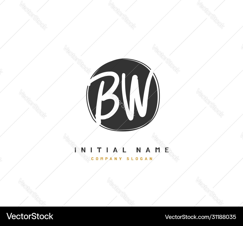 B w bw beauty initial logo handwriting logo Vector Image