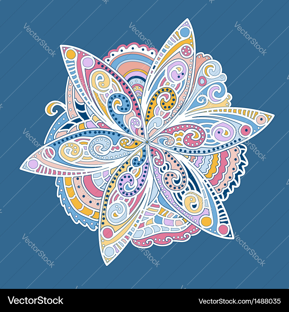 Colorful ornamental round flower Royalty Free Vector Image