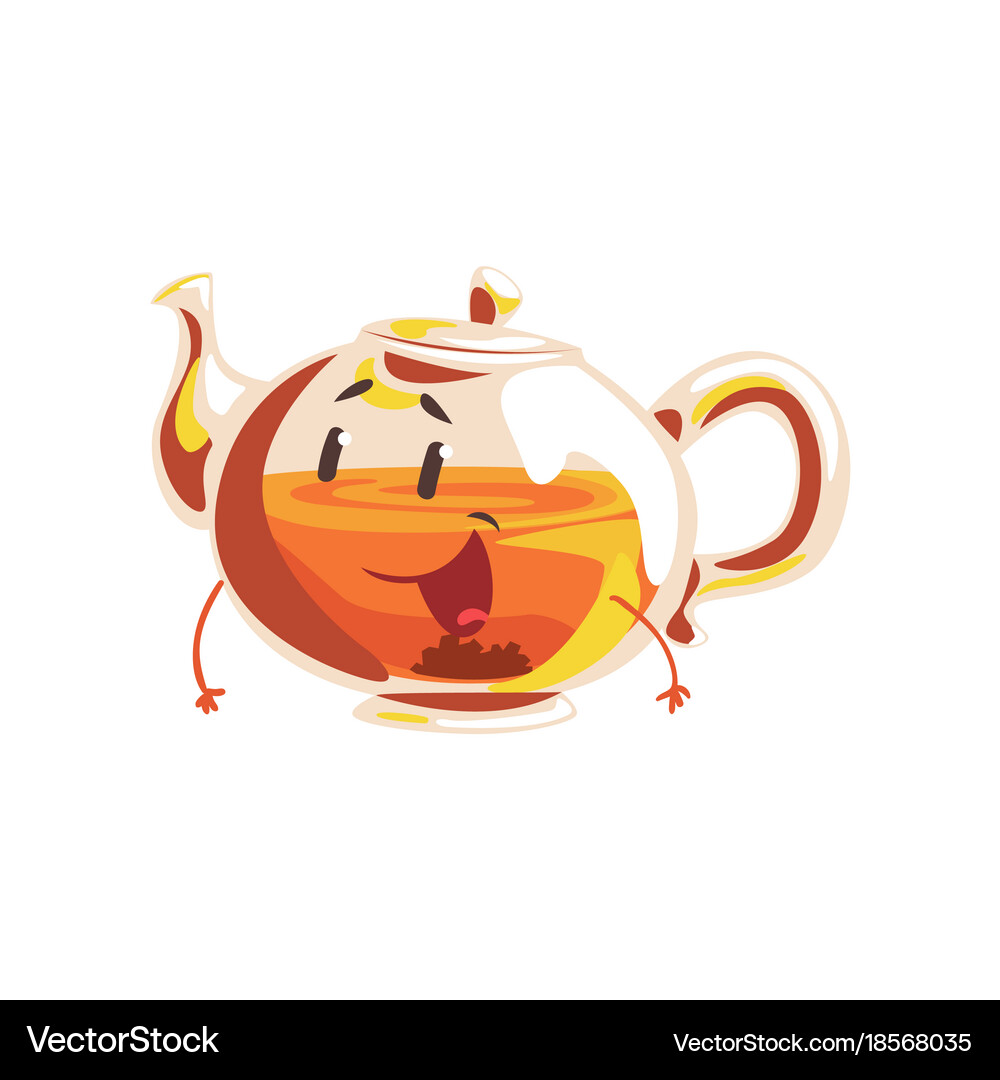 Funny glass teapot cartoon character element Vector Image