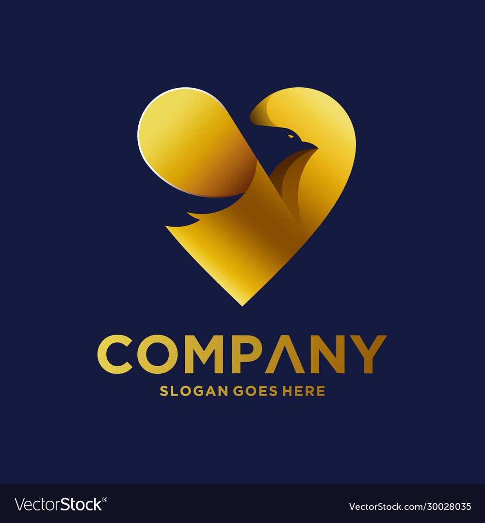 Gold eagle logo design Royalty Free Vector Image