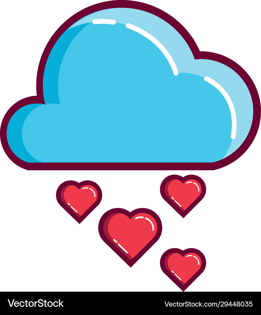 Happy valentines day cloud with hearts line Vector Image