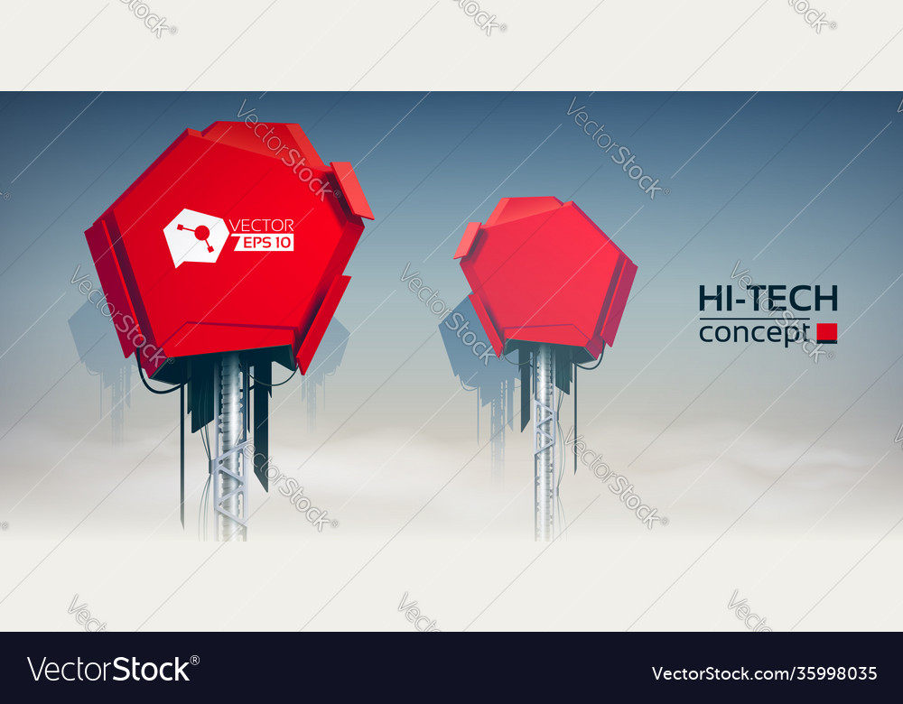 Hi-tech design doncept with two technical towers Vector Image
