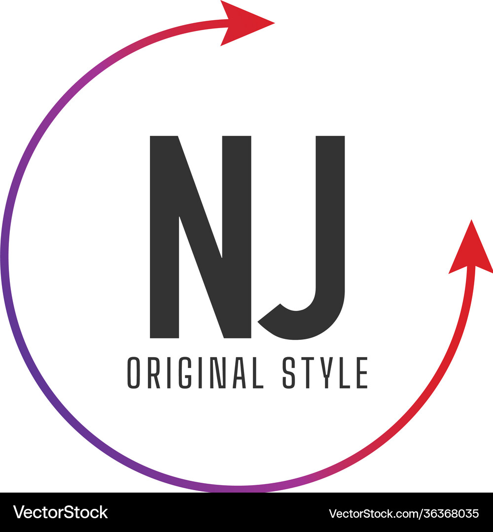 Initial letter nj circle colorful logo design Vector Image