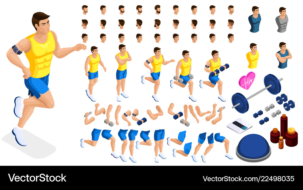 Isometrics create your sporty inflated man Vector Image