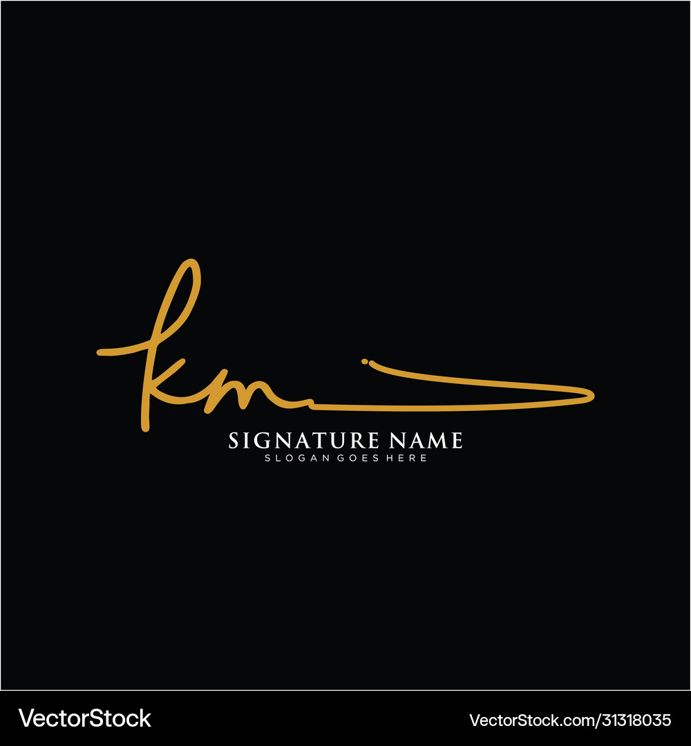 Letter km signature logo template Royalty Free Vector Image