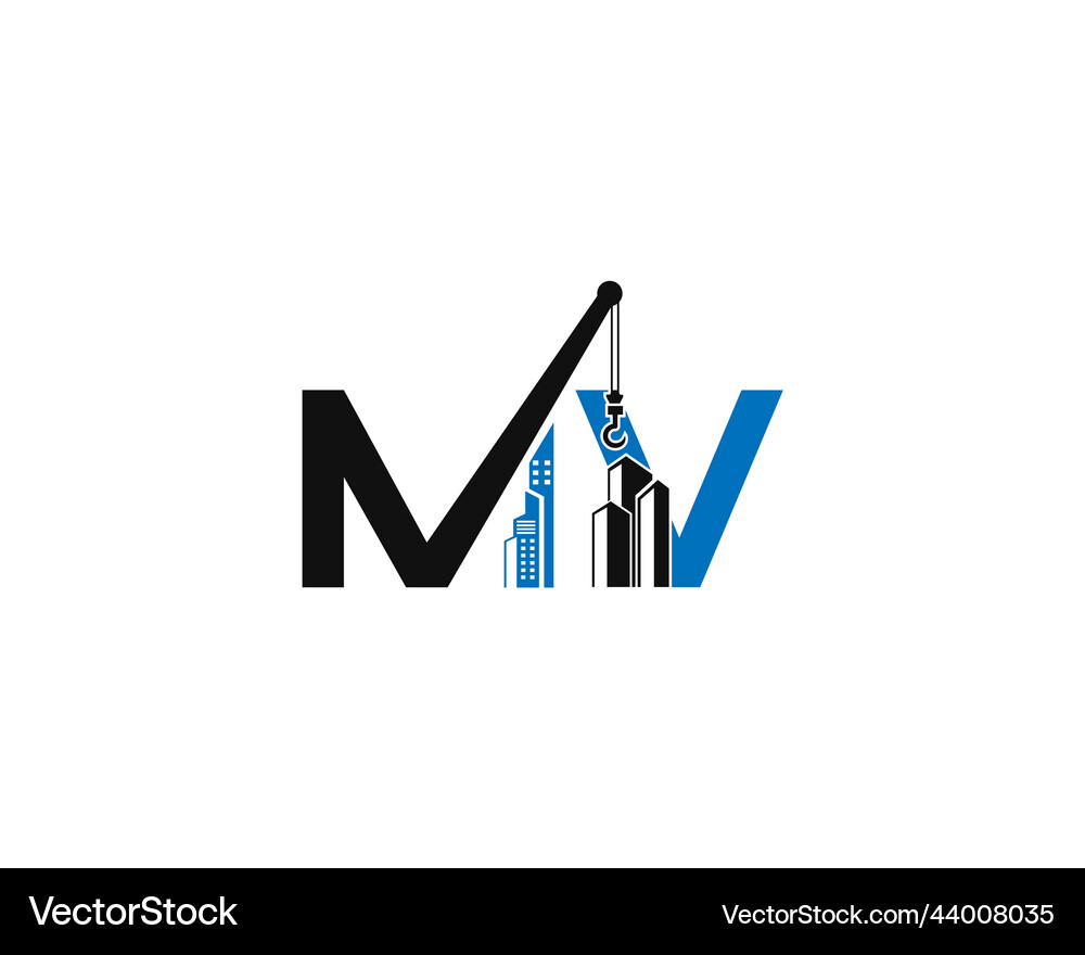 Letters mv real estate construction logo Vector Image