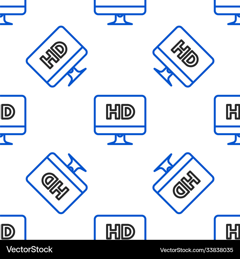 Line computer pc monitor display with hd video Vector Image