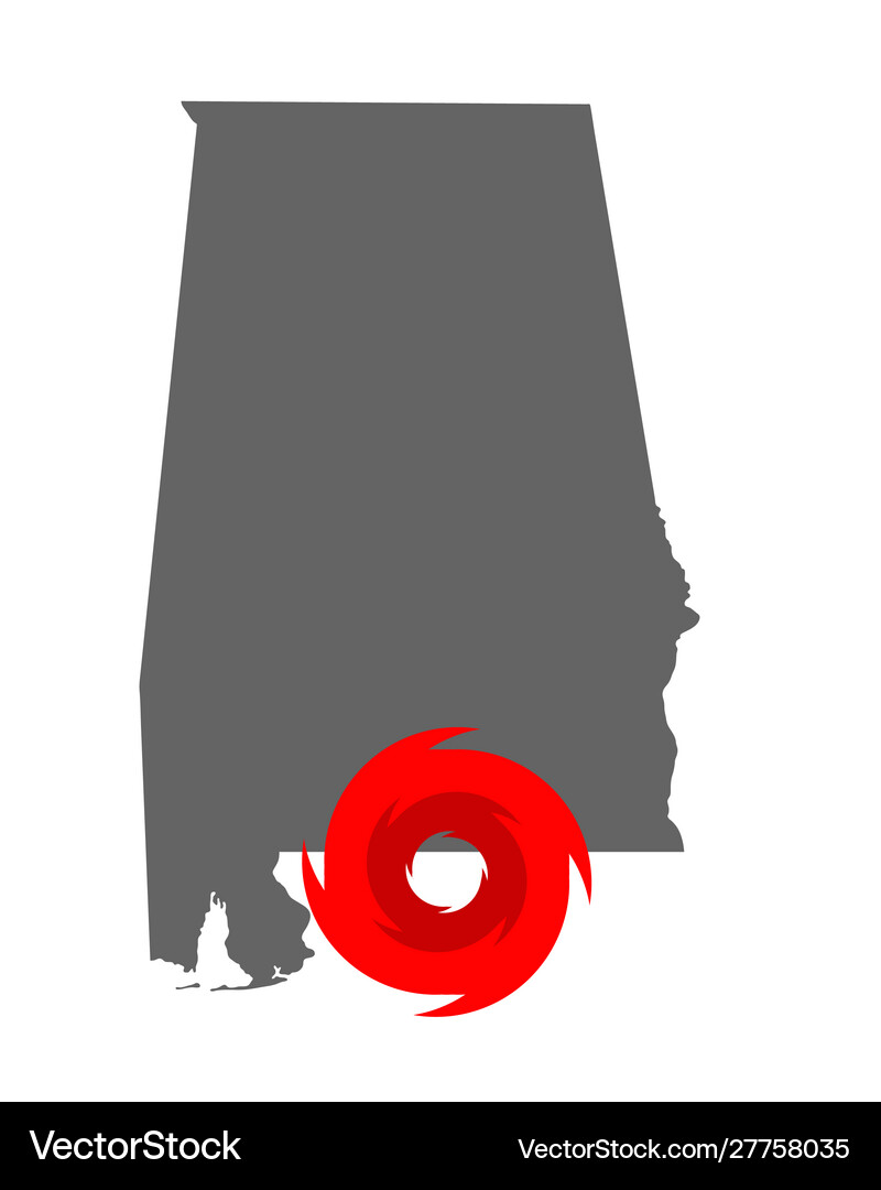 Map alabama and hurricane symbol Royalty Free Vector Image